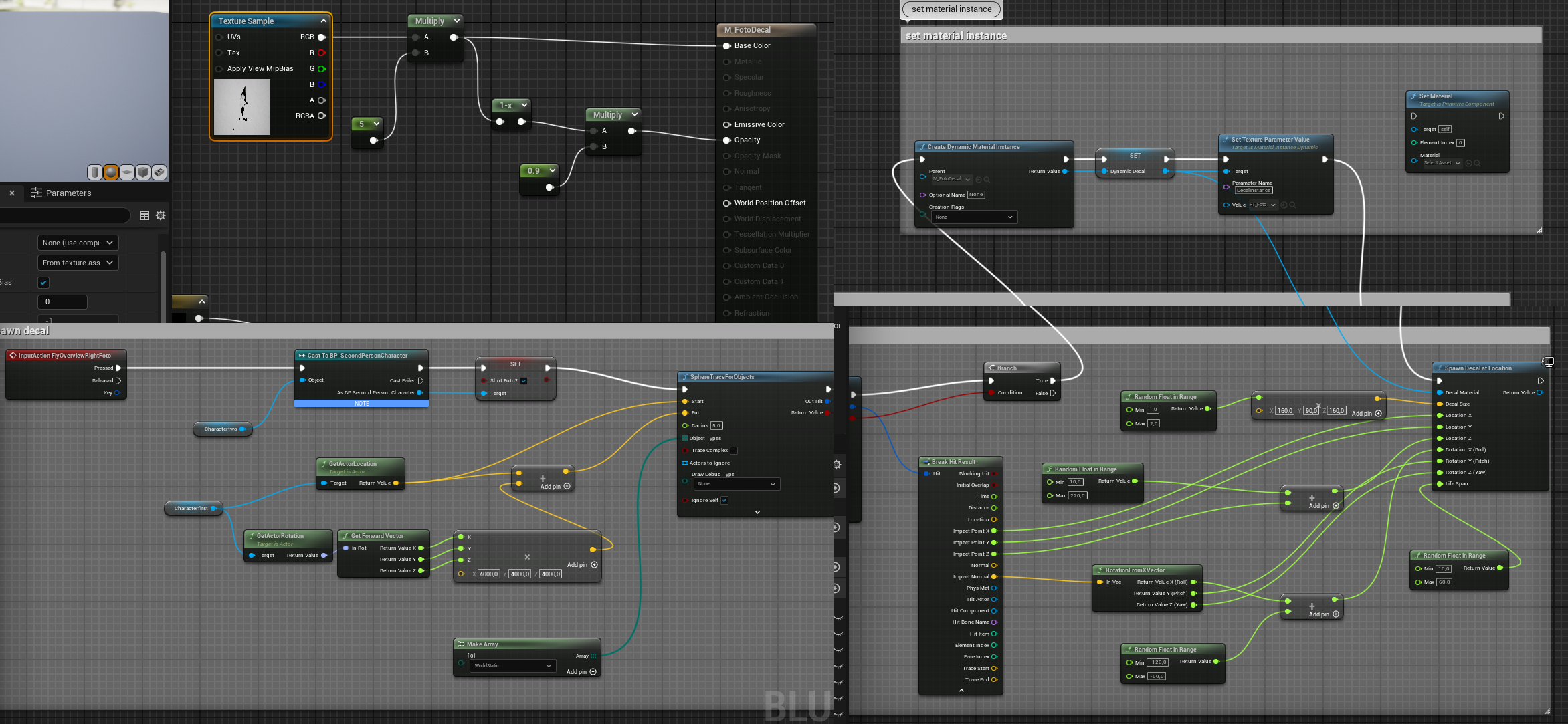 How to create a decal from a render target that "freezes" (creates a ...