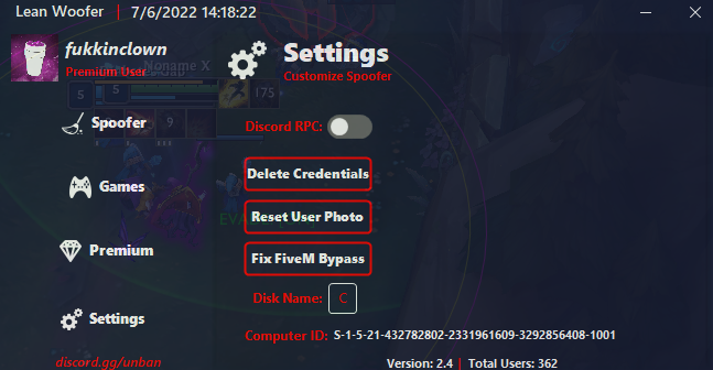 Lean Spoofer for Rust | Permament Spoof | Cleaner | AntiCheat | UD