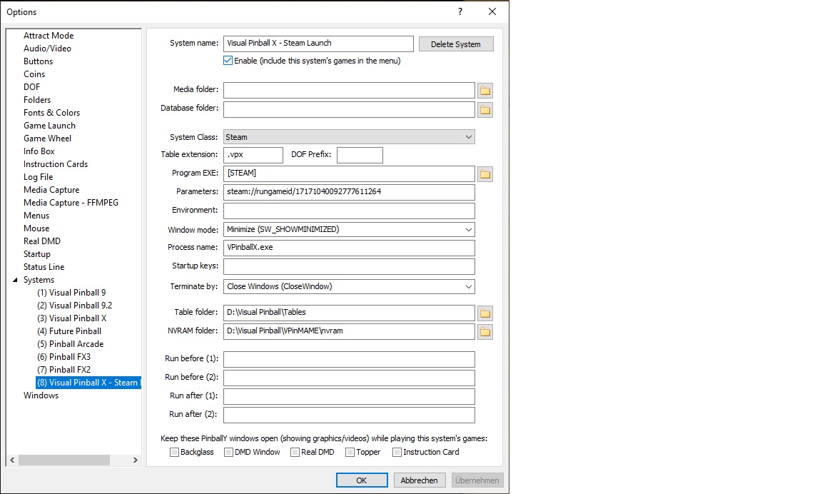 Pinball Y - Automaticly starting a VPX table via Steam - Solved ...