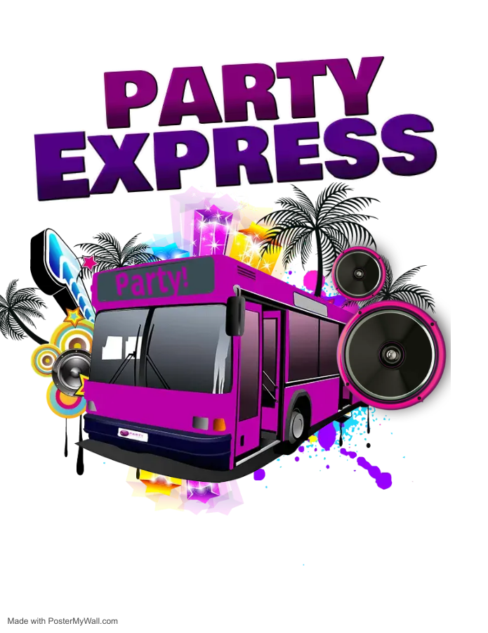 Purple and pink Party Bus flyer - Made with Poster